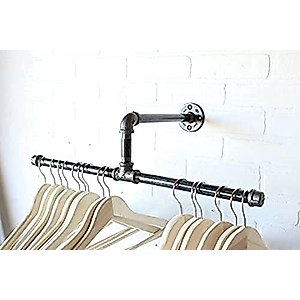 Ironwerks Designs 20" Urban Industrial Pipe Wall Rack - Clothing Rack, Closet Organization, Retail Display, Black