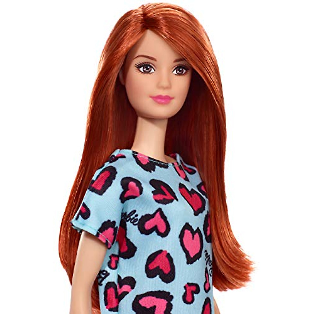 Barbie Doll, Red Hair, Wearing Yellow and Purple Heart-Print Dress and Platform Sneakers, for 3 to 7 Year Olds, Model:GHW48