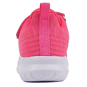 Toandon Little Kids Girls Sneakers Shoes Breathable Lightweight Athletic Sport Tennis Running Walking Fashion Knit Straps Non Slip Hook and Loop Closure Sneakers Pink Size 2