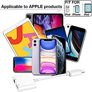 𝟐 𝐏𝐚𝐜𝐤 Headphone Adapter for iPhone [Apple MFi Certified], 2 in 1 Lightning to 3.5mm AUX Audio + Charger Splitter Dongle Adapter for iPhone Accessories Compatible with iPhone 14/13/12/11/XR/X/8/7