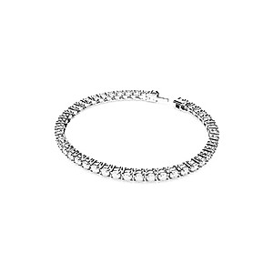 SWAROVSKI Matrix Tennis Bracelet, Round Clear Stones on Rhodium Finished Band, Size M, Part of the Matrix Tennis Collection