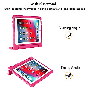 UUcovers Kids Case for Apple iPad Pro 12.9 inch 2022/2021/2020/2018 (6th/5th/4th/3rd Generation) with Pencil Holder/Rotating Kickstand Swivel Handle EVA Foam Shockproof Rugged Flip Stand Cover, Rose