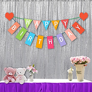SweetEasy 2packs 2ftx10ft Sequin Glitter Photography Backdrop Curtain Panels Wedding Backdrop for Baby Shower Birthday Home Party Event Festival Restaurant Reception Arch Decoration (Silver)