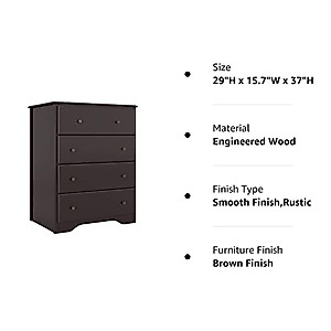 HOUSUIT Dresser with 5 Drawers, Retro Dressers for Bedroom, Wide Chest of Drawers Clothes Organizer, Wooden Nightstand for Living Room, Closet, Hallway, Dark Brown