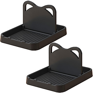 H&W 2Pcs Spoon Rest with Lid Holder,Foldable Spoon Holder for Kitchen Counter,Cat Pot Lid Holder for Spoons,Pot Lids,Spatulas,Utensils,Forks(2pcs Black)