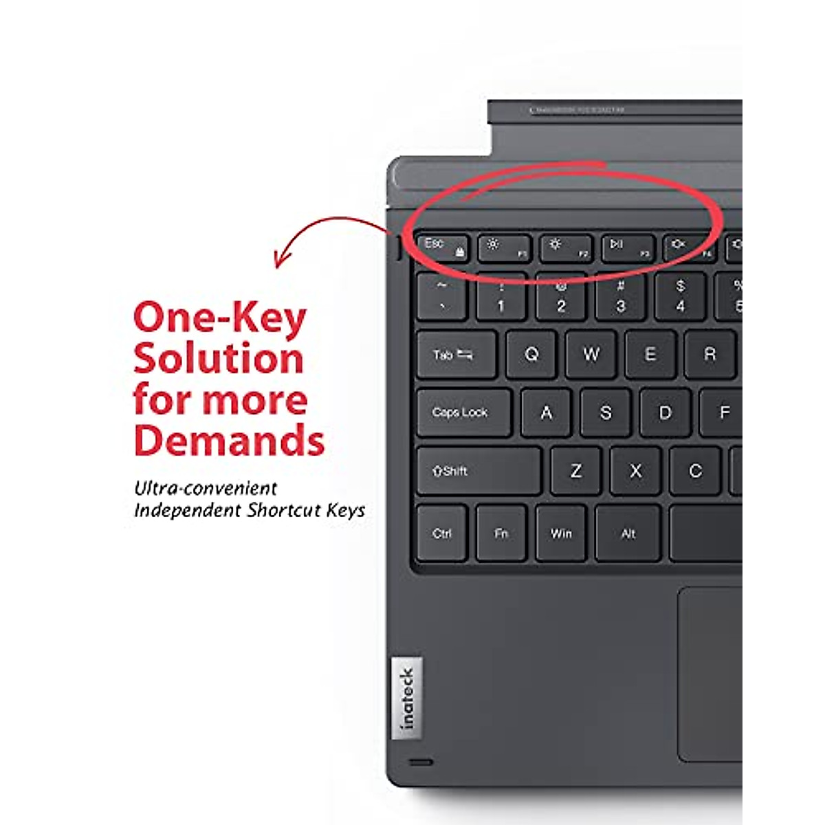 Inateck Surface Pro 7 Keyboard, Bluetooth 5.0, 7-Color Backlight, Compatible with Surface Pro 7/7+/6/5/4, KB02026 Gray