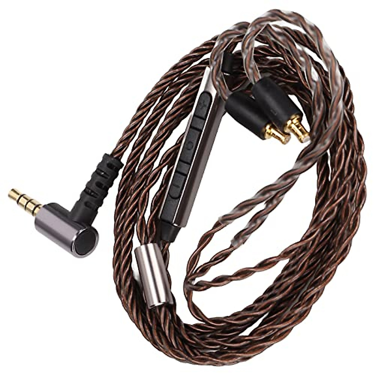 Headphone Upgrade Cable, Bronze Earphone Replacement Upgrade Cable Clear Sound Gold Plated Plug 3.5mm/A2DC Plug with Mic Wire Control for LS200 for E50