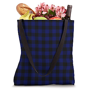 Navy Blue and Black Buffalo Check Plaid Pattern Tote Bag