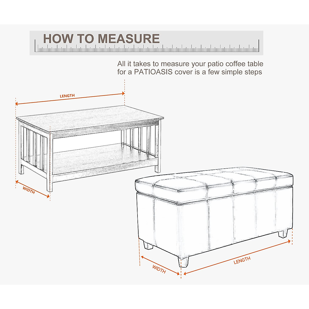 Waterproof Patio Coffee Table Grey Cover Rectangle 48''L x 28''W x 16''H, Outdoor Furniture Cover for Rectangle Firepit Table Sonwproof Windproof Lawn Deck Rectangular Table Cover