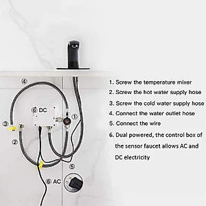 Automatic Bathroom Faucet Black Touchless Solid Brass Motion Activated Bath Tub Lavatory Basin Sink Vanity Aerator One Hole Brass Mixer Tap Touch-Free