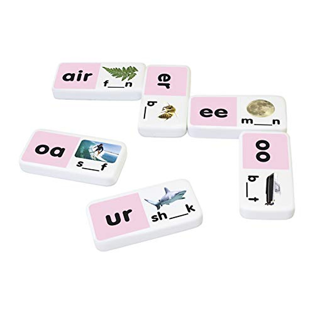 Junior Learning Long Vowel Dominoes Educational Action Games, Multi (JL495)