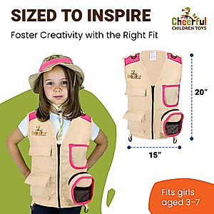 Cheerful Children Toys Girls Dress Up Clothes for Play - 16 Pcs 3 Costume Set - Kids' Dress Up & Pretend Play - Little Girls 3-7 Years - Gardener, Explorer, Doctor Costume Set