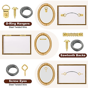 350PCS Picture Hanging Kit, Heavy Duty Photo Frame Hangers with Sawtooth Hardware, D Rings, Nails, Level, Screws, Steel Wire for Picture, Painting, Mirror, Wall Art Mounting