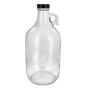 FastRack 64 oz Growler, 1/2 Gallon Glass Beer Growler, Half Gallon Glass Jug, Clear Growlers for Beer, 1/2 Gallon Glass Jug, Set of 6, Comes with 12 Extra Poly Seal Caps
