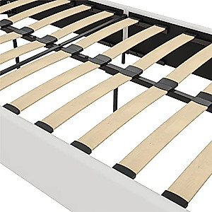 DHP Dakota Upholstered Platform Bed with Diamond Button Tufted Headboard and Footboard, No Box Spring Needed, Twin, White Faux Leather