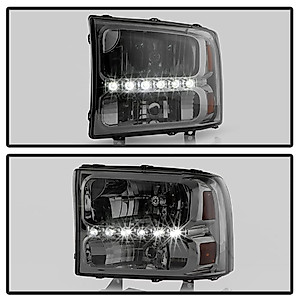 ACANII - For Smoke Len 1999-2004 Ford F250 F350 F450 Superduty LED Headlights 99-04 Headlamps Driver + Passenger Side