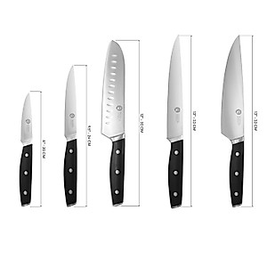 MasterChef Chef Knife Set with Bag, Knife Roll Set with 5 Professional Quality Kitchen Knives for Precision Home Cooking, High Carbon Stainless Steel Blades & Triple Riveted Handles