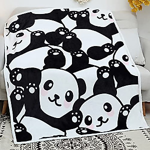 Jurllyshe Panda Throw Blanket Panda Plush Sherpa Fleece Blanket Panda Gifts for Girls Soft Warm Fuzzy Pandas Stuffed Animal Blankets for Kids or Adults All Seasons (Cute Panda, 50 x 60 Inch)