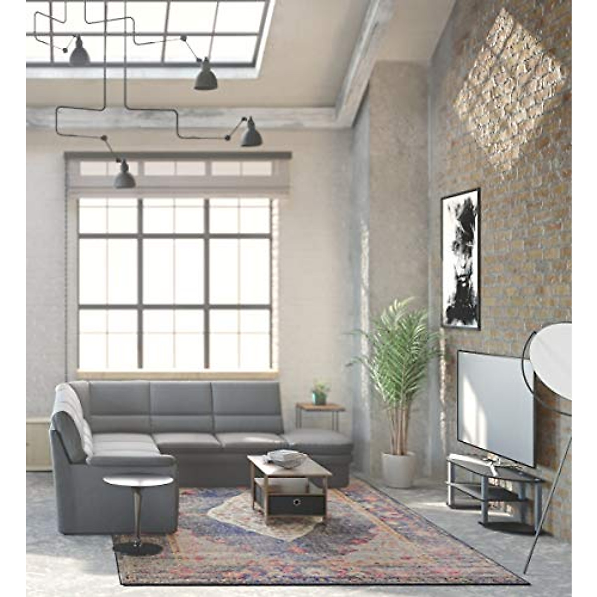 Furinno Coffee Table with Bins, Dark Brown/Black