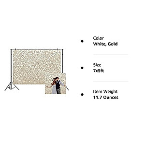White Gold Abstract Photography Backdrop Golden Spots Shinning（Not Glitter Background Weeding Baby Shower Newborn Baby Portrait Photo Studio Props White Gold Christmas Abstract Bokeh Background 7x5ft