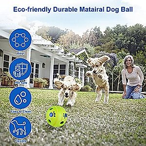 TAUCHGOE Interactive Dog Toys Wobble Giggle Dog Ball for Medium Large Dogs, Wiggle Waggle Wag Funny Sounds Squeaky Active Ball Dog Toy for IQ Training Cleaning Teeth, Dogs Favorite Gift