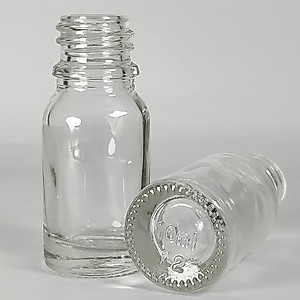 PIPIBA 48Pack 1/3oz(10ml) Boston Glass Bottle. Essential Oil Bottle With Lid. For Perfume, Aromatherapy, Lab Refillable Sample Vials (Clear)