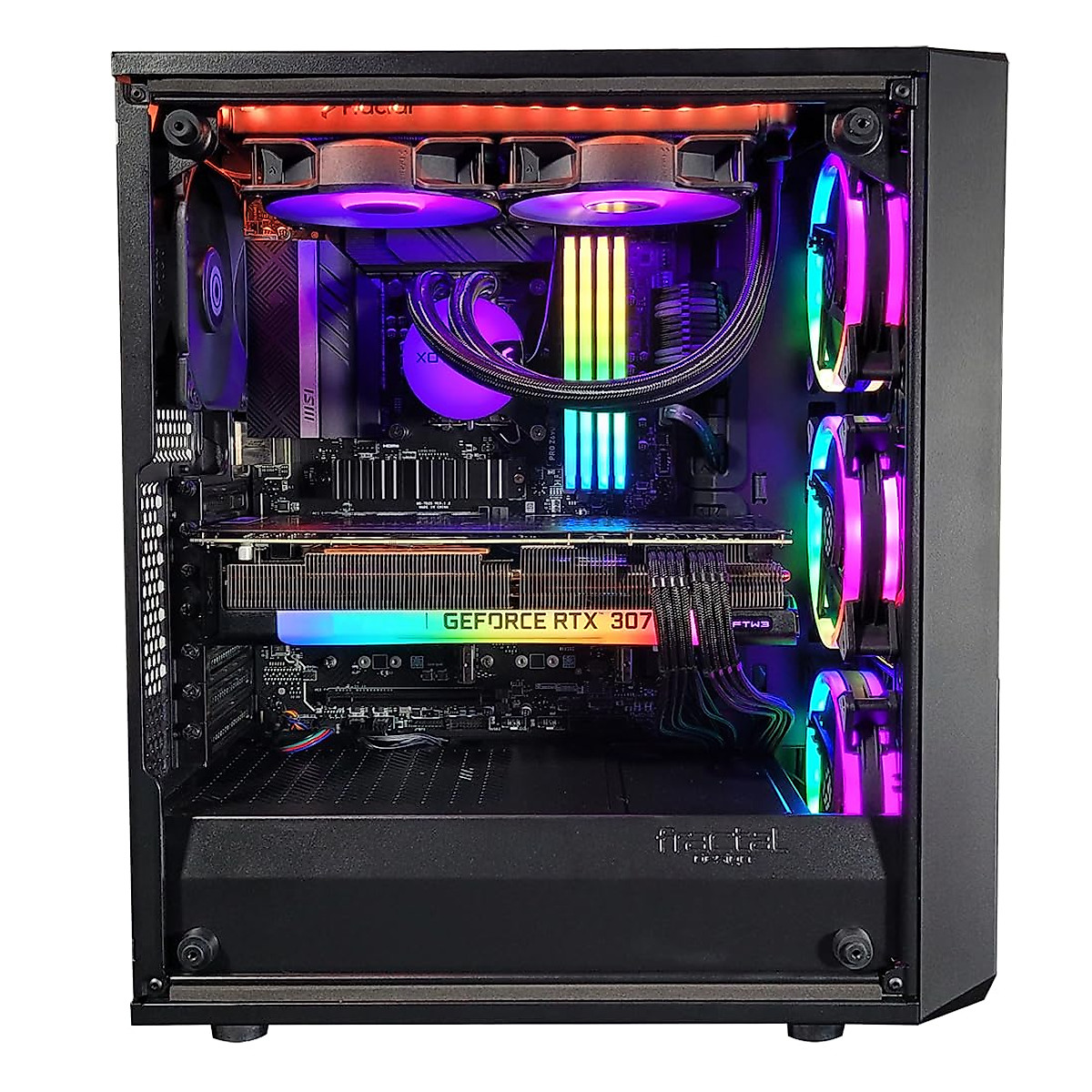 XOTICPC Meshify C Desktop (AMD Ryzen 9 7900X 12-Core 5.6GHz Turbo, 64GB DDR5, 2TB NVMe SSD, RTX 4070 12GB, Win 11H, Wi-Fi 6E) Gaming and Entertainment Liquid Cooled PC