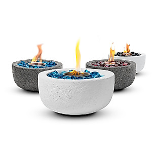 Tabletop Fire Pit, Indoor & Outdoor Fire Pits with Smokeless Burn, Portable Concrete Table Top Firepit, Mini Fireplace, Small Fire Pit, Rubbing Alcohol Table Top Fire Pit Bowl