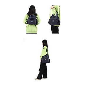 2 IN 1 Womens Nylon Casual Tote Bag Backpack Crossbody Shoulder Bag Handbag With Adjustable Strap Waterproof (Navy blue)