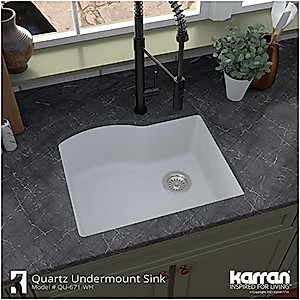 Karran QU-671 Undermount Quartz Composite 24 in. Single Bowl Kitchen Sink in Black