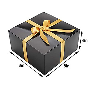 Frantis Black Gift Boxes 8x8x4 Inches 10 Pack, Paper Gift Box With Lids for Bridesmaid Proposal, Birthday, Party,Christmas, Wedding, Crafting Cupcake Boxes, Party Boxes Easy to Assemble Gift Box With Elegant Ribbons