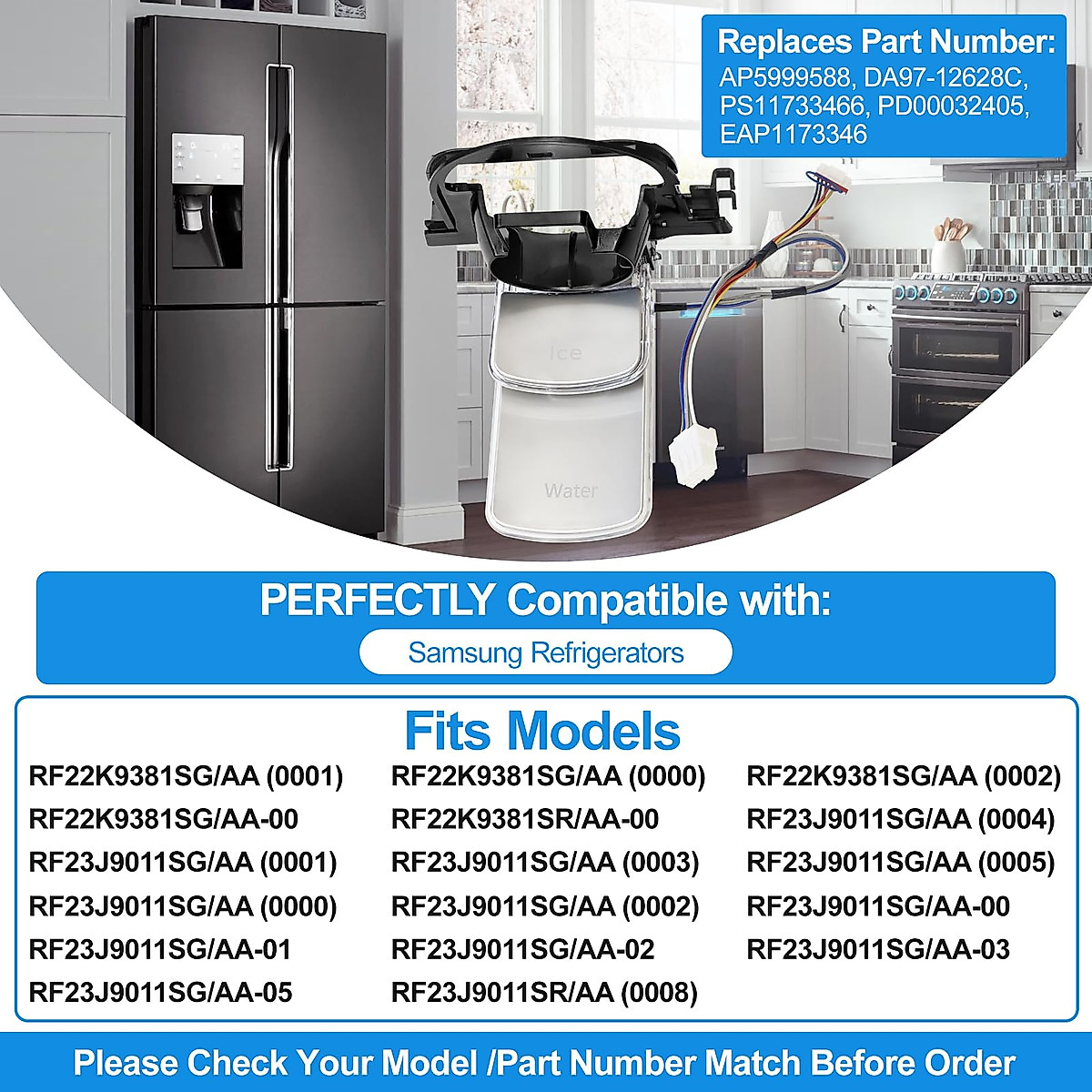 UPGRADED DA97-12628N Refrigerator Assembly Lever Dispenser Replacement, Compatible with Samsung Refrigerator Parts RF31FMEDBWW/AA-00 RF31FMEDBSR/AA-03 RF31FMEDBBC Dispenser Ice Chute Funnel Lever