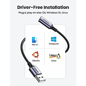 UGREEN USB A to Lightning Audio Adapter Cable MFi Certified Nylon Braided USB 3.0 Male to Lightning Female Dongle Converter Support Volume Control Mic Compatible with MacBook Computer PC Headphone