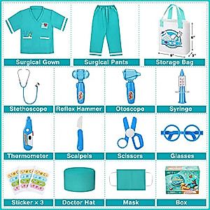 GIFTINBOX Doctor Kit for Kids, Doctor Playset for Kids, Girls and Boys, Medical Kit for Kids with Real Stethoscope, Doctor Role Play Costumes Pretend Dress Up Set for Kids Age 3-8