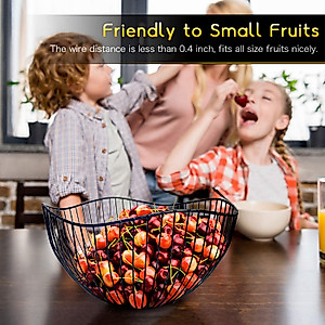 DMAR Wire Fruit Basket Black Fruit Bowl for Kitchen Counter Wave Fruit Basket Serving Bowl Wire Fruit Dish for Fruits and Veggies