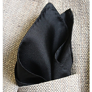 Royal Silk Fine Black 100% Silk Pocket Square for Men Full-Sized 17"x17"