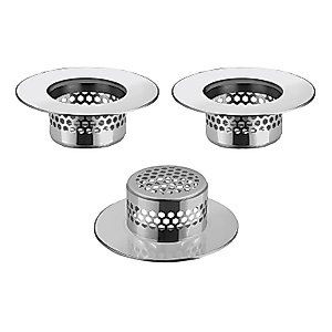CNSZNAT Bathroom Sink Strainer (3 Pack), Bathtub Drain Cover Lavatory Sink Drain Strainer Hair Catcher for Laundry Utility RV Sink, Stainless Steel Drain Filter. Fit Hole Size from 1.25" to 1.60"