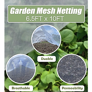 Dafoecheer Garden Netting, Plant Covers 6.5 x 10Ft Ultra Fine Mesh Netting for Plants Vegetable Fruits Flowers Crops Birds Animals Barrier Protection Net