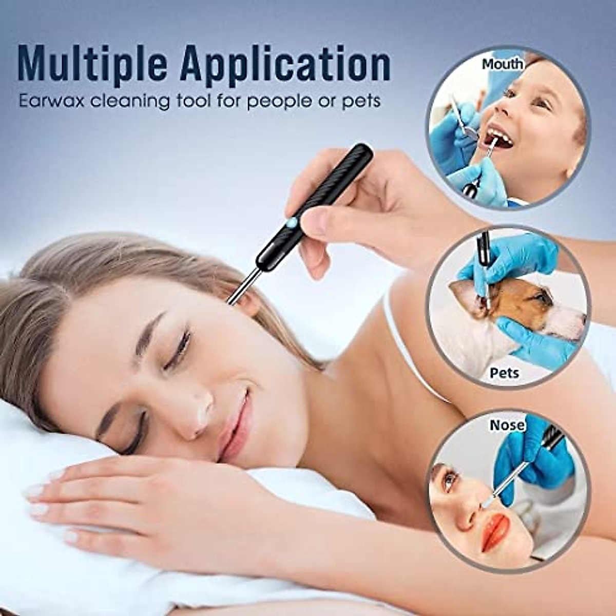 Ear Wax Removal, Ear Cleaner with Camera with 1080P, Otoscope with Light, Ear Wax Removal Kit with 6 Ear Pick, Ear Camera for iPhone, iPad, Android Phones