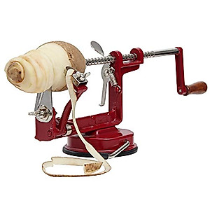 Johnny Apple Peeler, Corer, Slicer, Pie Maker, Stainless Steel Blades, Red VKP1010