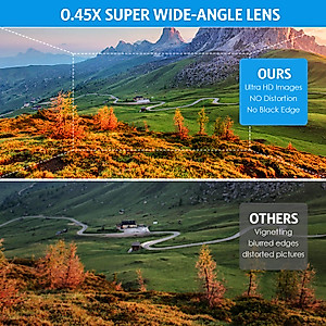 Criacr Phone Camera Lens, 0.45X Super Wide Angle Lens, 15X Macro Lens, Clip-On 2 in 1 Professional for iPhone Lens Kit for TIK Tok, Vlog, Yotube, Compatible with iPhone, Samsung, Google Pixel