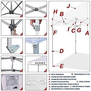 Eurmax 10 x 10 Pop up Canopy Commercial Tent Outdoor Instant Canopies Party Shelter with 4 Zippered Sidewalls and Roller Bag Bonus Canopy Sand Bags(White)