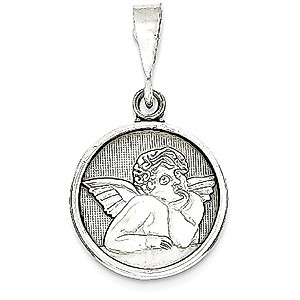 IceCarats 14K White Gold Guardian Angel Necklace Protect Us Cherub Pendant Religious Charm 29mm x 16mm Only