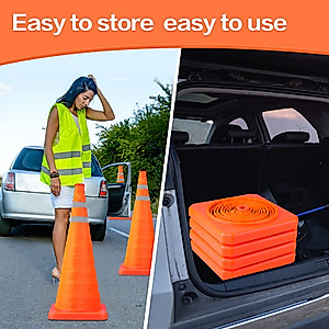 [2 Pack]28 Inch Collapsible Traffic Safety Cones - Parking Cones with Reflective Collars,Orange Safety Cones for Parking lot，Driveway, Driving Training etc.