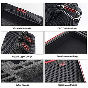 HSU Large Carrying Case for GoPro Hero 11, 10, 9, Hero 8, 7 Black,HERO6,5,4,+LCD, Black, Silver, 3+, 3, 2 and Accessories with Fully Customizable Interior Carry Handle and Carabiner Loop