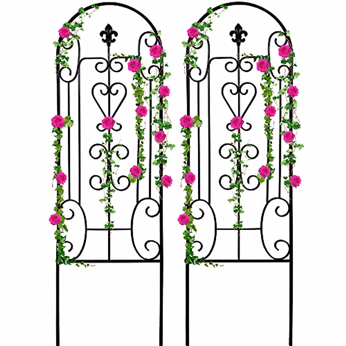 Amagabeli 2 Pack Garden Trellis for Climbing Plants 60" x 18" Black Iron Potted Support Vines Metal Wire Plant Trellis for Climbing Vegetables Flower Patio Roses Cucumbers Clematis Pots Supports GT05