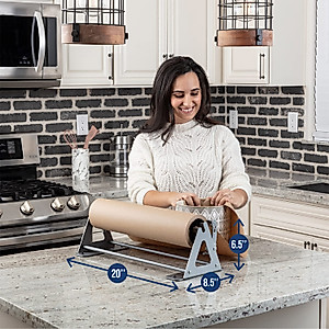 DIY Crew 18 Inch Paper Roll Dispenser and Cutter - Heavy-Duty Wall Mountable, Non Slip Tabletop - Kraft, Freezer, Butcher Paper - Up to 1000ft Rolls