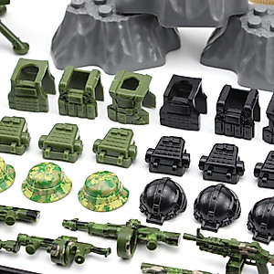 Feleph Weapons Pack Army Military Building Block for Soldier Figures, WW2 Toy Swat Bricks Gear Pieces Set Equipment Kit Compatible with Major Brand