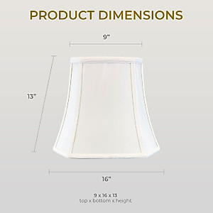 Royal Designs Square Cut Corner Bell Basic Lamp Shade, White, 9 x 16 x 13