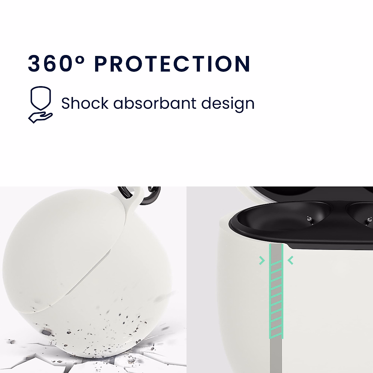 kwmobile Case Compatible with Google Pixel Buds Pro Case - Silicone Cover Holder for Earbuds - White